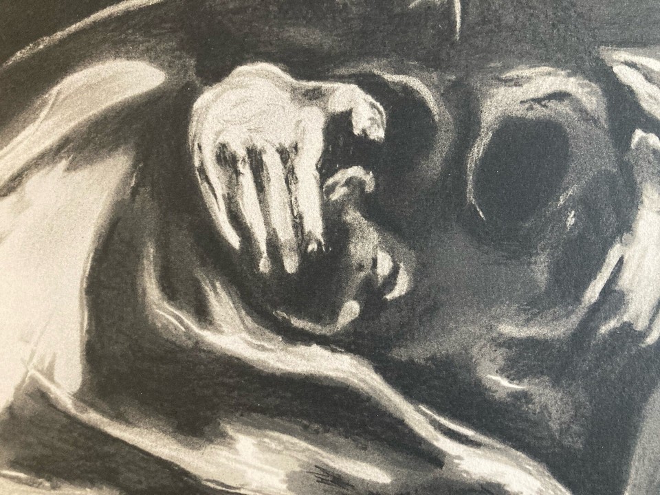 Beautiful Engraving Jean Revol Man Combat On Paper Strong 1960 Portrait ...