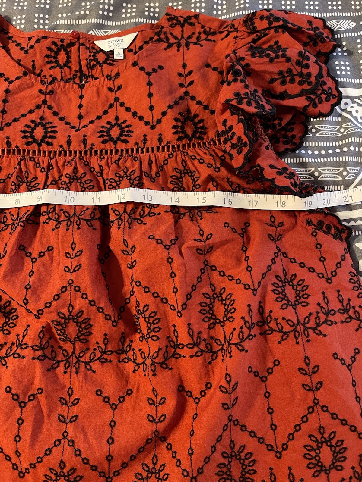 Crown & Ivy Burnt Orange Flutter Sleeve Top - Gem