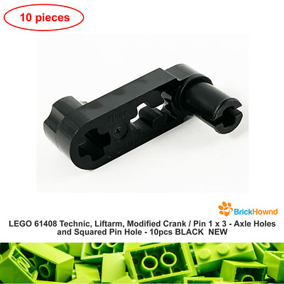 LEGO 61408 Technic Liftarm Crank / Pin 1x3 - Axle Holes - 10pcs BLACK ...