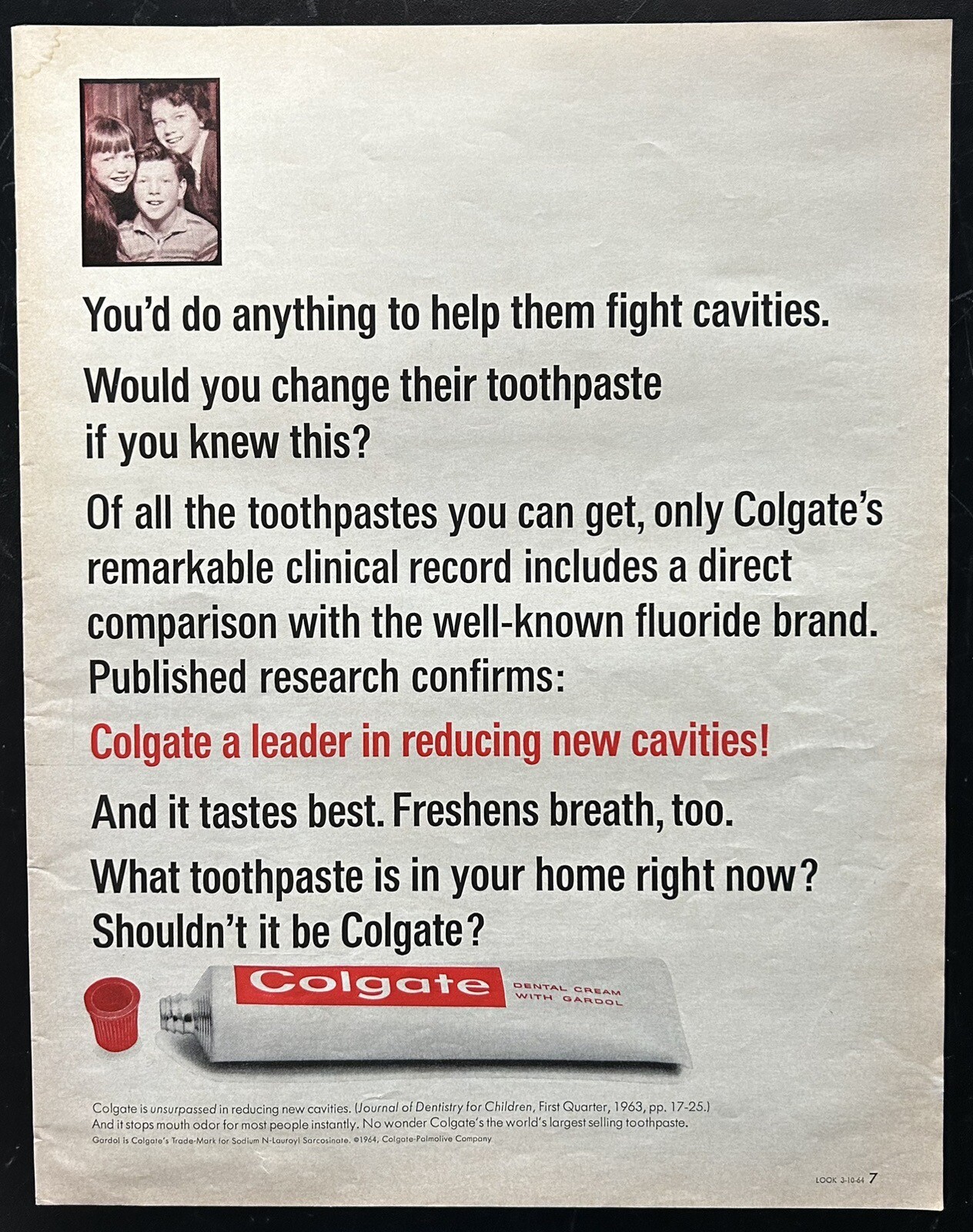 Vintage 1964 Colgate Toothpaste Fights Cavity Original LOOK Magazine Ad ...