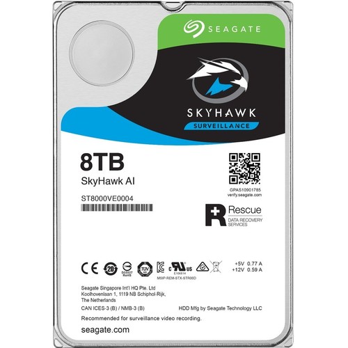 Seagate SkyHawk AI ST8000VE001 8 TB Hard Drive - 3.5 Internal - SATA ...