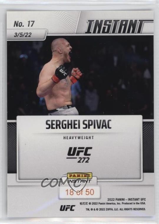 2022 Panini Instant UFC Bronze /50 Serghei Spivac #17 Rookie RC | eBay