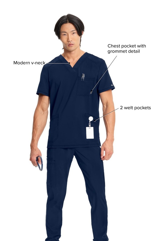 Cherokee Infinity Mens V-Neck Scrub Top CK900A with Rib Knit Back ...