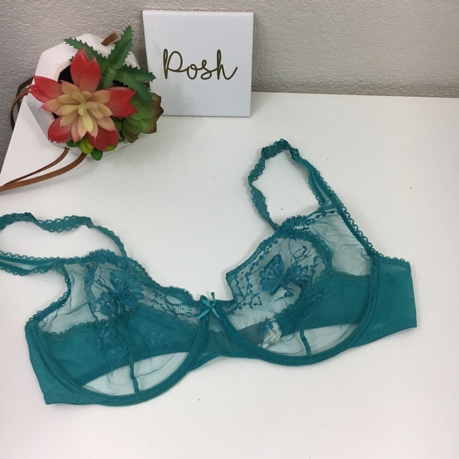Vintage Vtg | lejaby josefine lace aqua blue bra - Gem