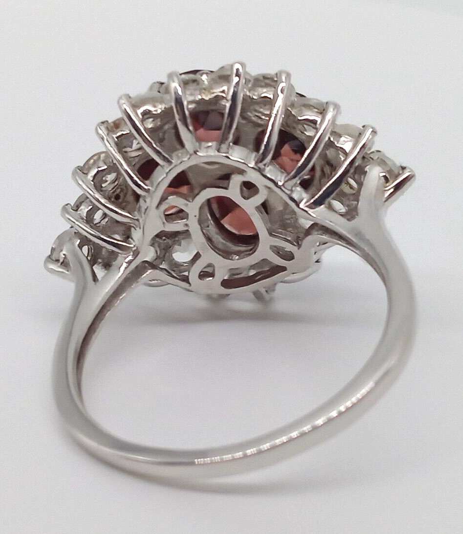 Chuck Clemency Garnet Quartz CZ Gemstone Ring STS 925 Sterling Silver ...