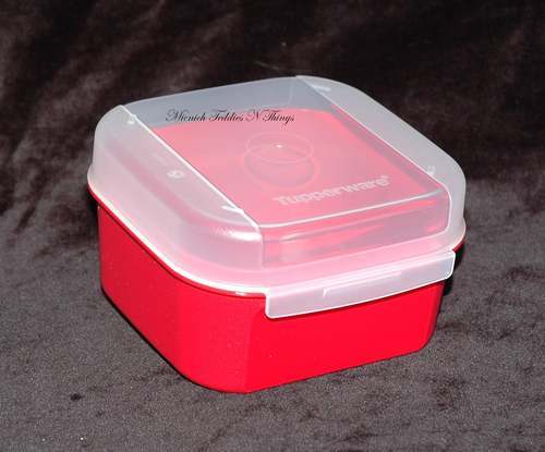 TUPPERWARE MINI MODULAR MATES SIGNATURE LINE FLIP TOP BOX STORZALOT RED ...