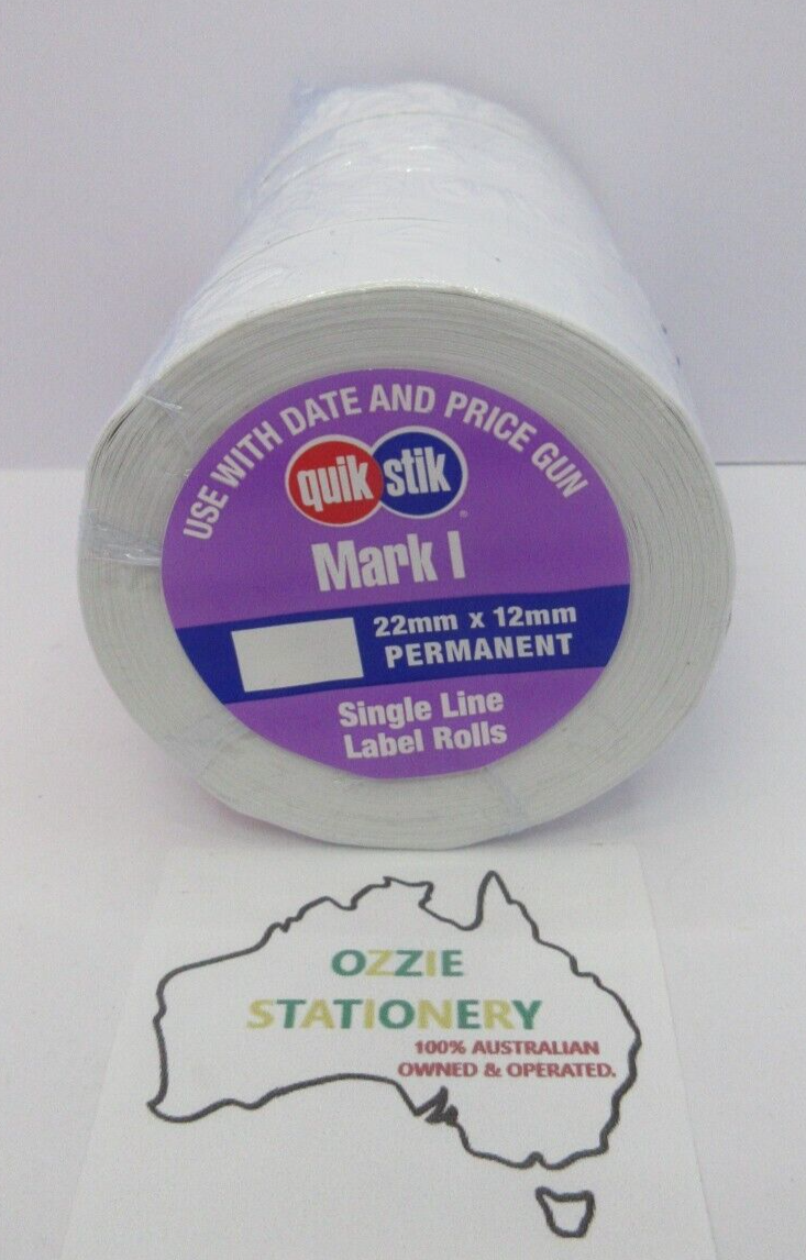 Genuine 7500 Single Line Quik Stik MARK I Price Gun Labels 22 x 12mm ...