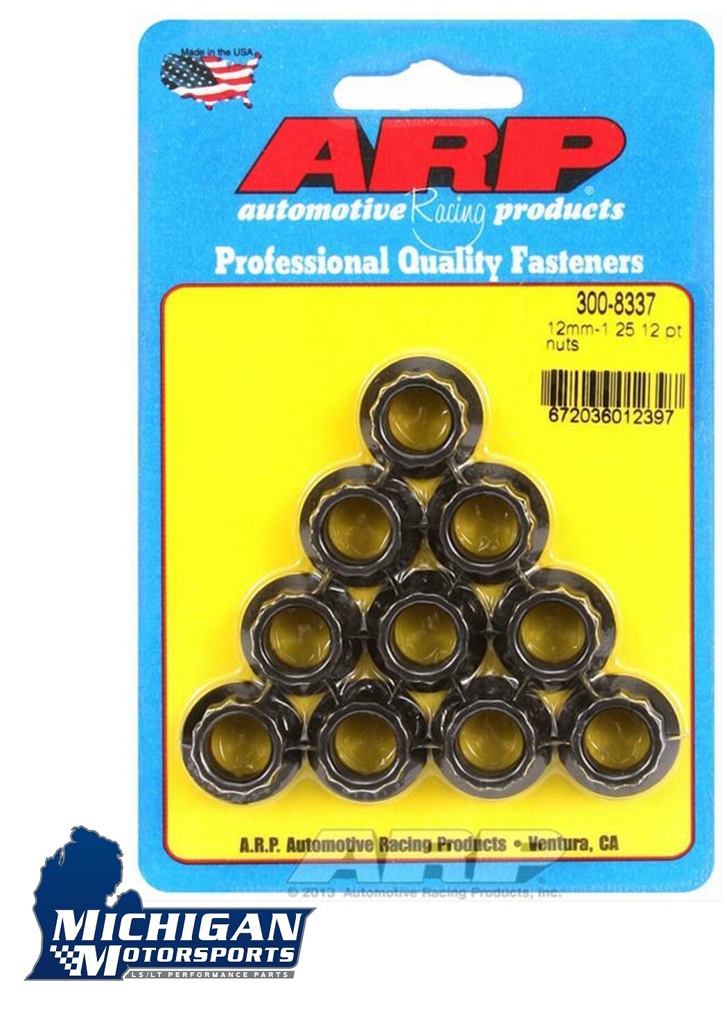 ARP 300-8337 M12 X 1.25 Nuts Set of 10 Flanged 12-Point Nuts | eBay