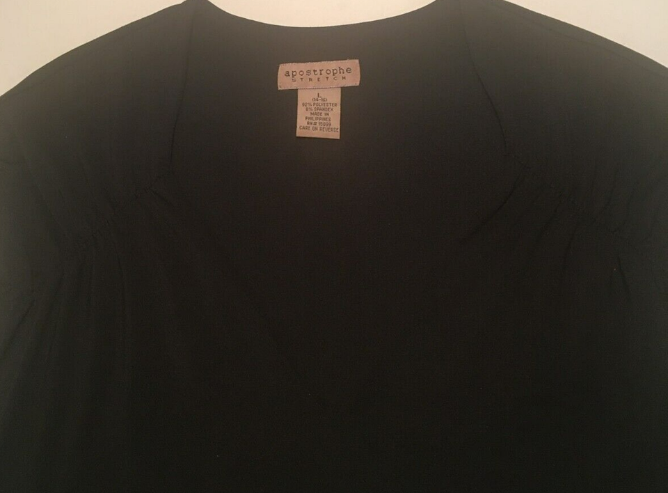 Apostrophe Stretch Womens Black P/O Top Cap Sleeve Size L Pre-Owned ...