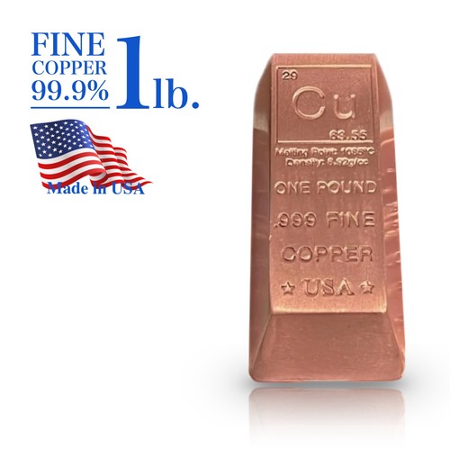 One Pound fine Copper bullion bar 99.9% Pure copper 1lb. - Guaranteed ...