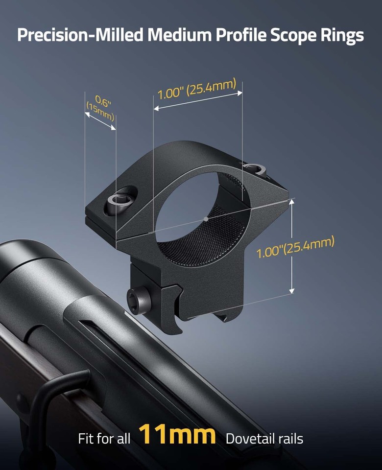 2PCS 1" Low/Medium/High Profile Scope Rings Picatinny/Dovetail Rail ...