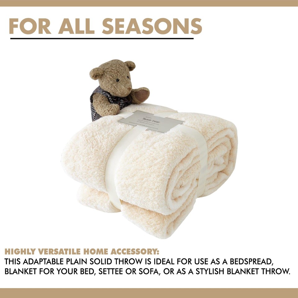 Teddy Bear Fleece Throw Over Bed Large Bedspread Soft Cuddly Warm Sofa ...