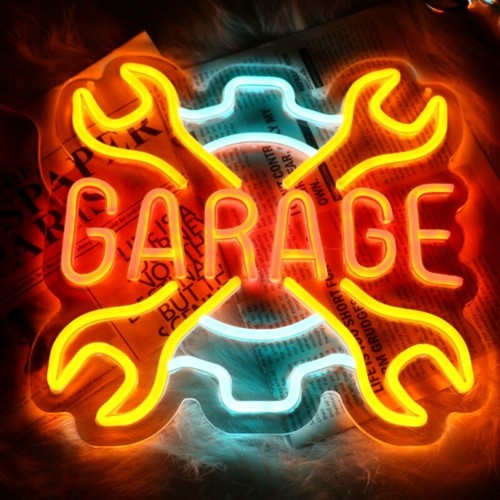 Wrench Shaped Garage Neon Sign LED Light up Signs Wall Art For Auto ...