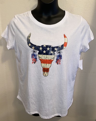 Adiva Top NWT Bullskull Red White & Blue Size 3X | eBay