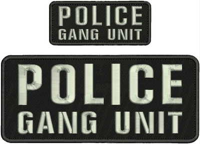 police gang unit embroidery patch 4x10 and 2x5 hook on back silver ...