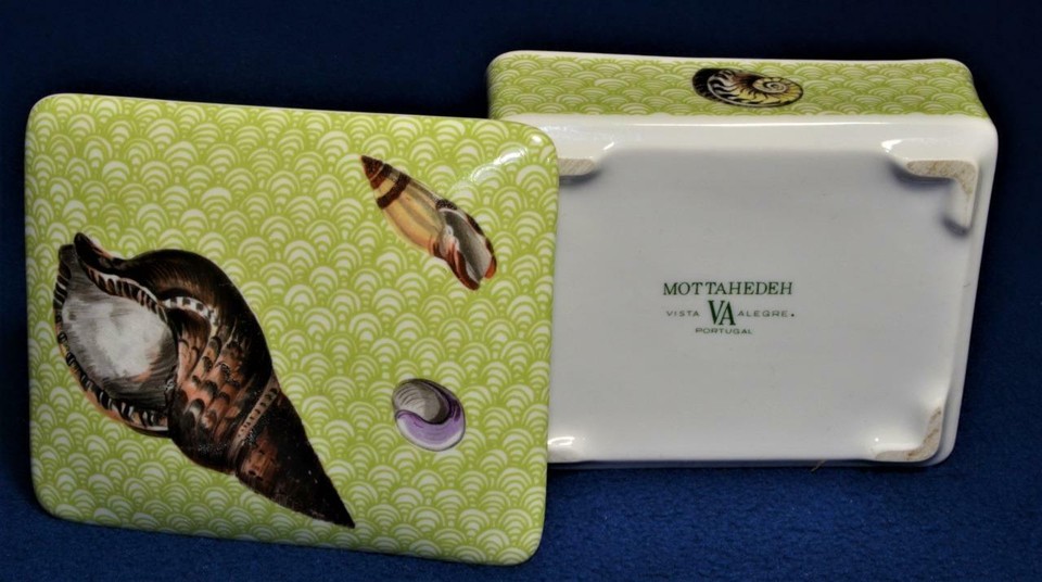 MOTTAHEDEH Vista Alegre Porcelain Green SEASHELLS Rectangular Shape ...