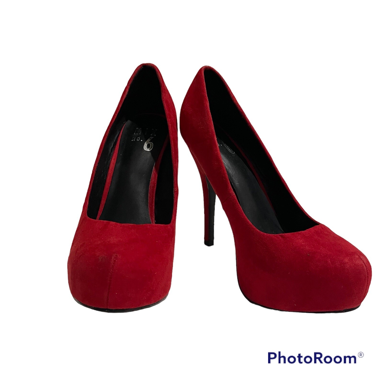 Mix No. 6 Red Suede 4 1/2-inch Platform Heels Size 6.5 - Gem