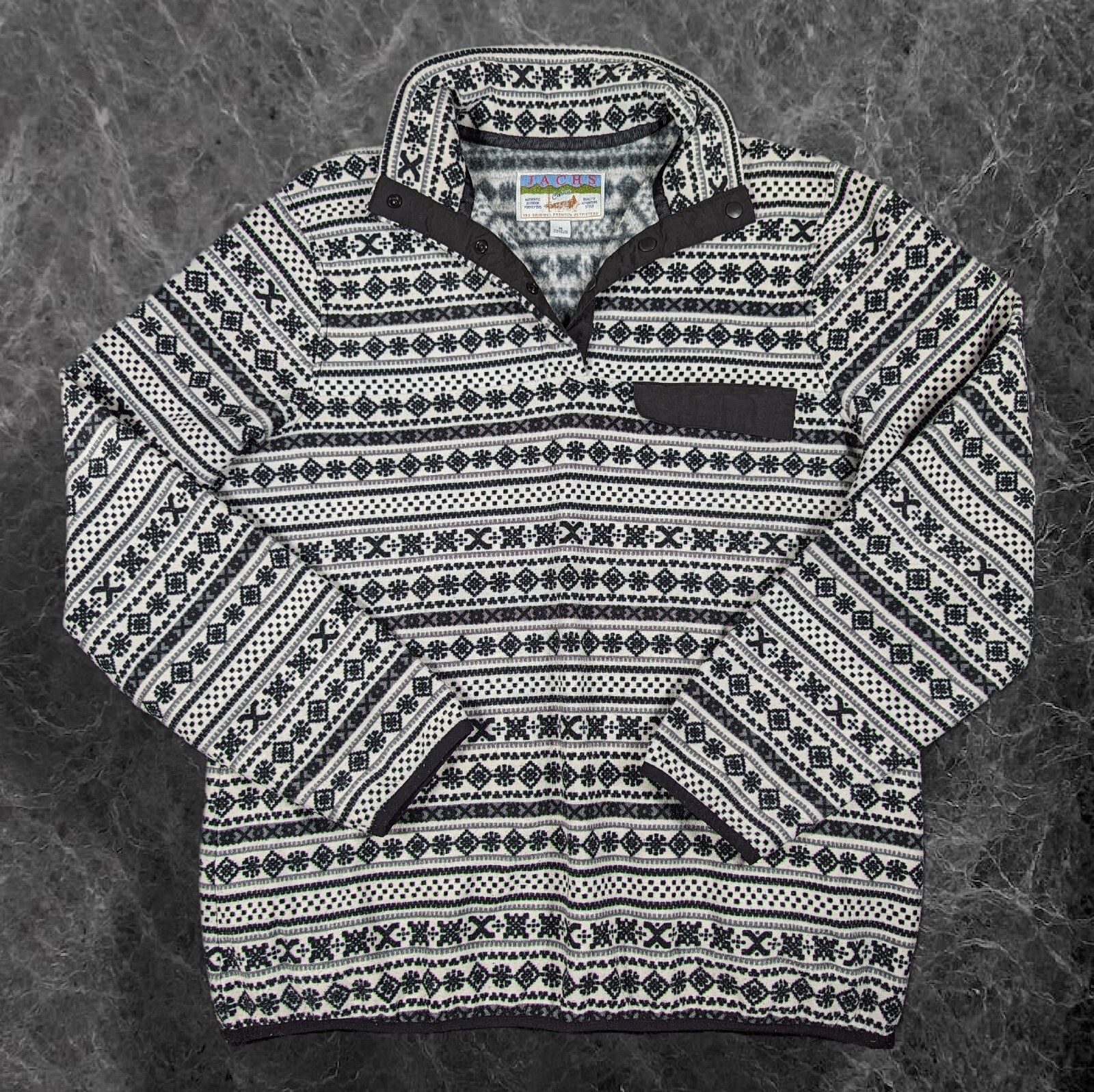 Jachs Cabin Womens Pullover Fleece Lined 1/4 Snap Sweater Black Fair ...