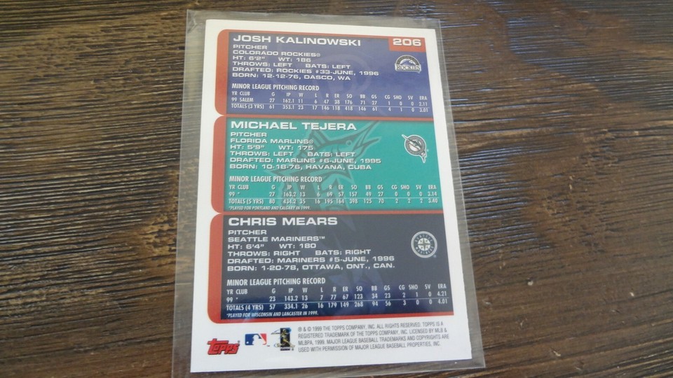 2000 TOPPS PROSPECTS # 206 BASEBALL CARD | eBay