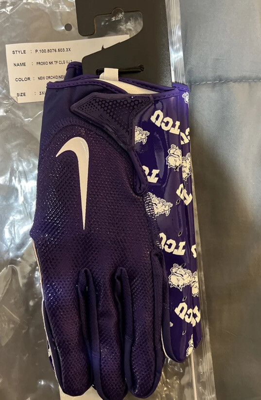 Nike TCU Horned Frogs Issued Vapor Jet 7.0 Football Gloves Size XL ...