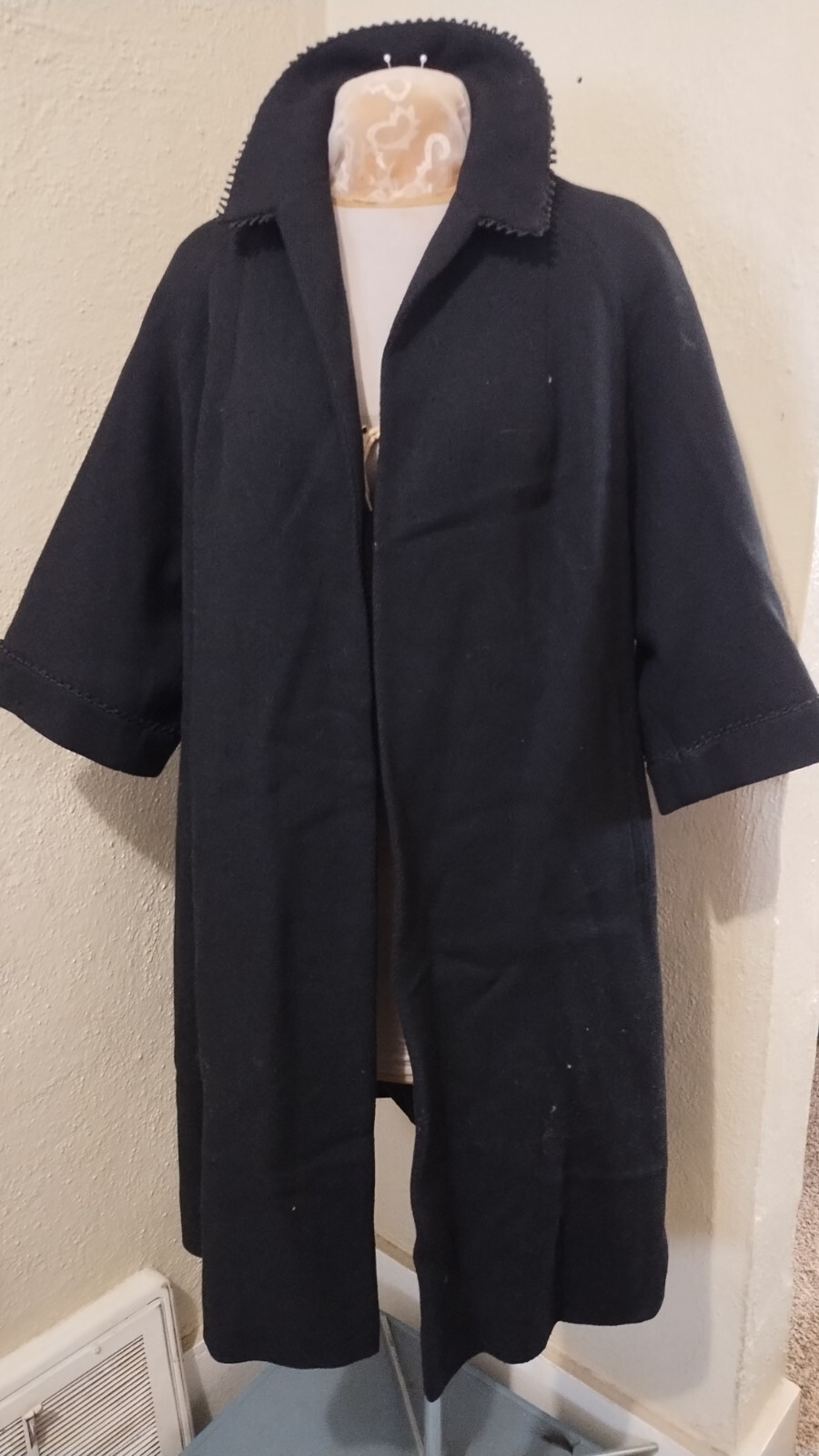 Jet Black E.60s THE WHITE HOUSE label Textured Wool O… - Gem