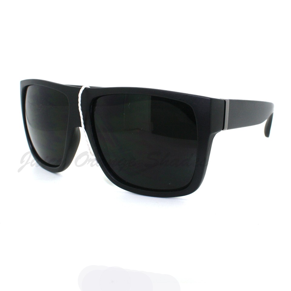 Super Dark Lens Matte Black Square Frame Sunglasses Men's Fashion | eBay