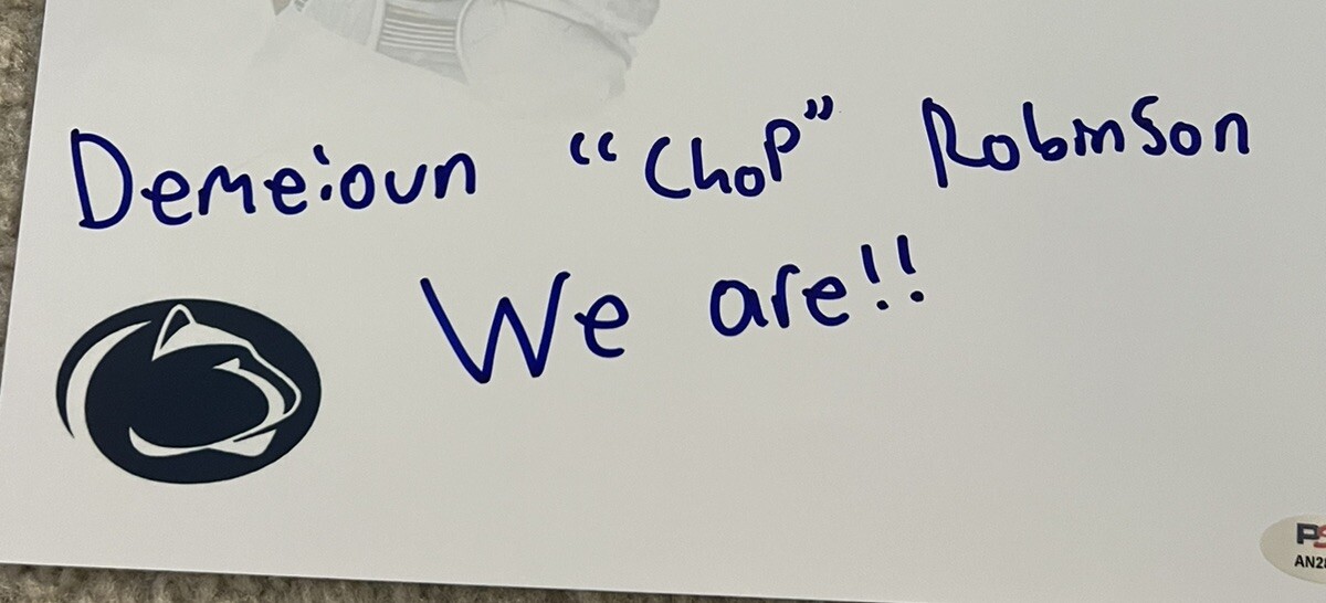 Chop Robinson Autographed Photo 11x14 Penn State Nittany Lions Signed ...