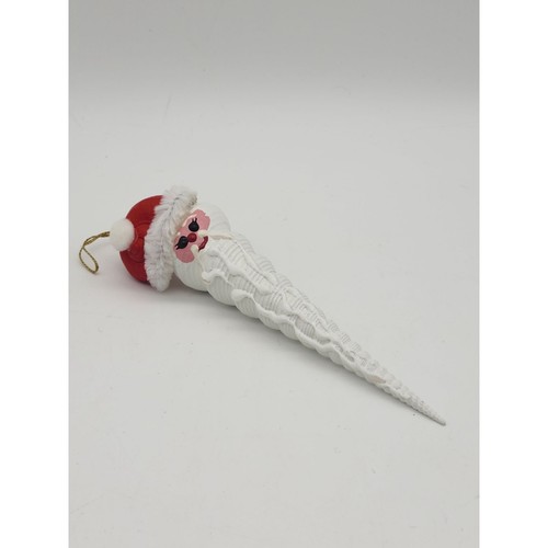 Vintage Santa Claus Sea Shell Ornament Christmas Hand Crafted Painted ...