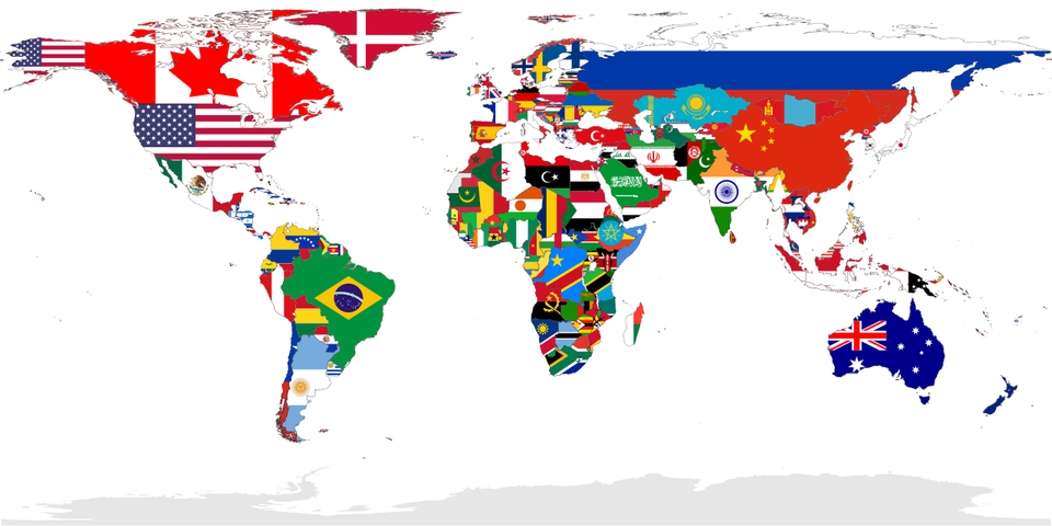 Earth Flag Map of the World Political Wall Map Mercator Flags Pick ...