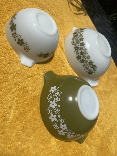 Vintage Pyrex CRAZY DAISY Spring Blossom Green Cinderella Mixing Bowl ...