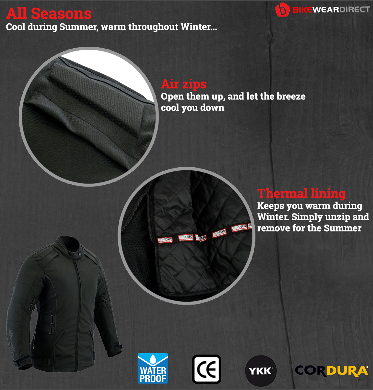 Waterproof Winter Women Ladies Motorbike Jacket Motorcycle Moped Biker ...