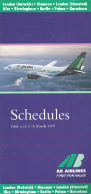 AB Airlines system timetable Through 3/27/99 [4081] | eBay