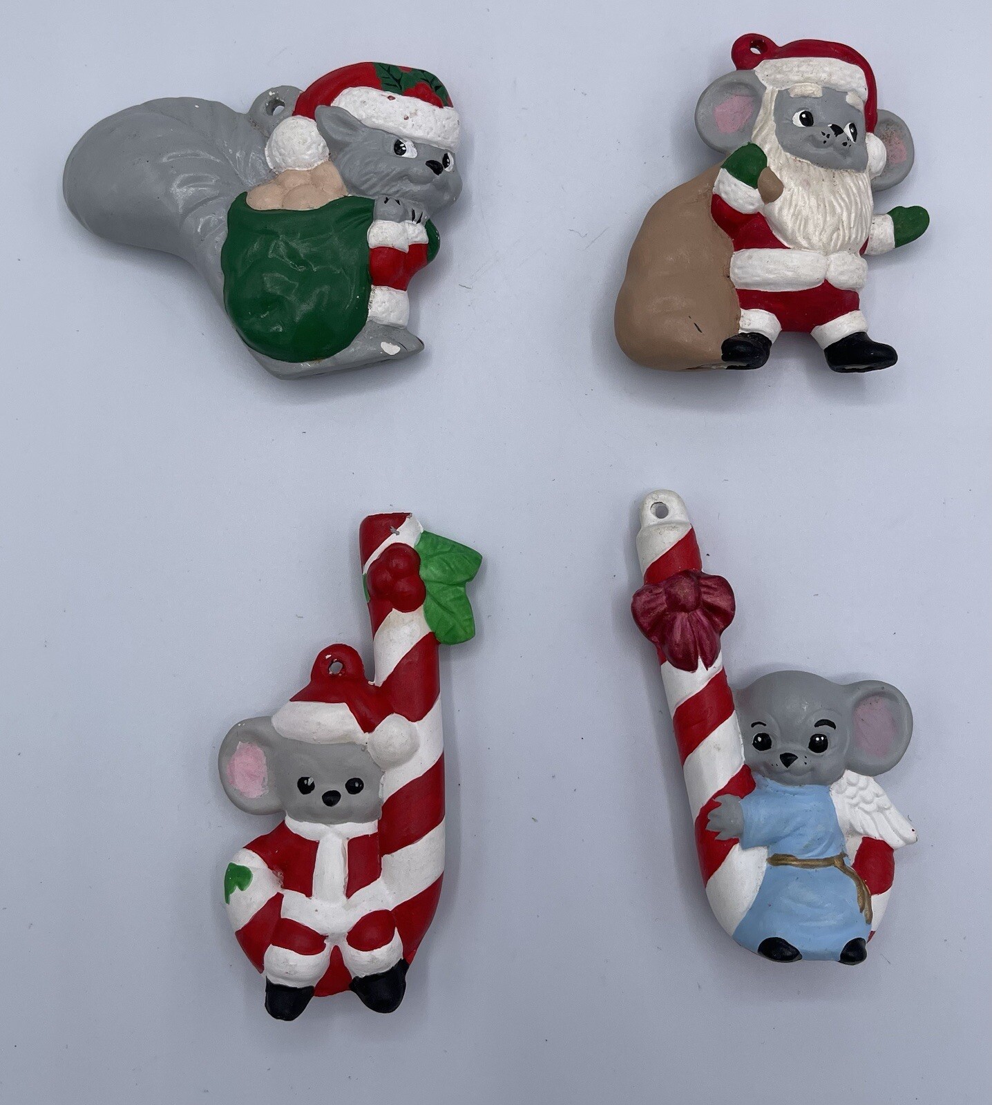 Lot of 4 Alberta’s Ceramic Mold Ornaments Santa Mouse (2) Squirrel ...