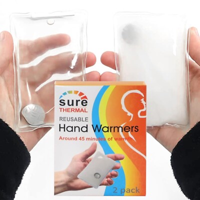 REUSABLE HAND WARMERS 2 Pack Instant Rechargeable Pocket Glove Gel Heat ...