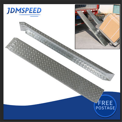 2x Non-Slip Loading Ramps Galvanized Steel 400 kg for Trailers Vans ...