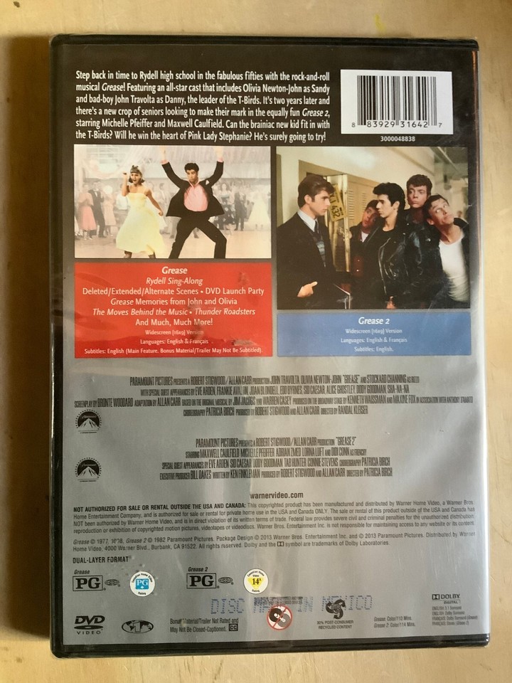 Grease/Grease 2 Double Feature (DVD, 2013)Olivia Newton new/sealed ...