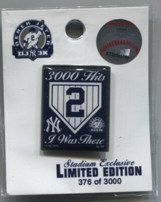 DEREK JETER 3000 HITS YANKEE STADIUM EXCLUSIVE DJ3K PIN #376 of 3000 | eBay