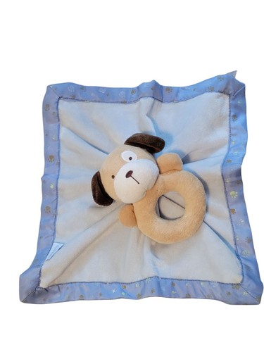 Carter's Blue Brown Puppy Dog Plush Baby Lovey Security Blanket Rattle ...
