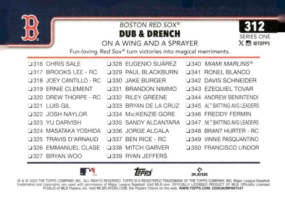 2025 Topps #312 Dub & Drench: On a Wing and a Sprayer | eBay