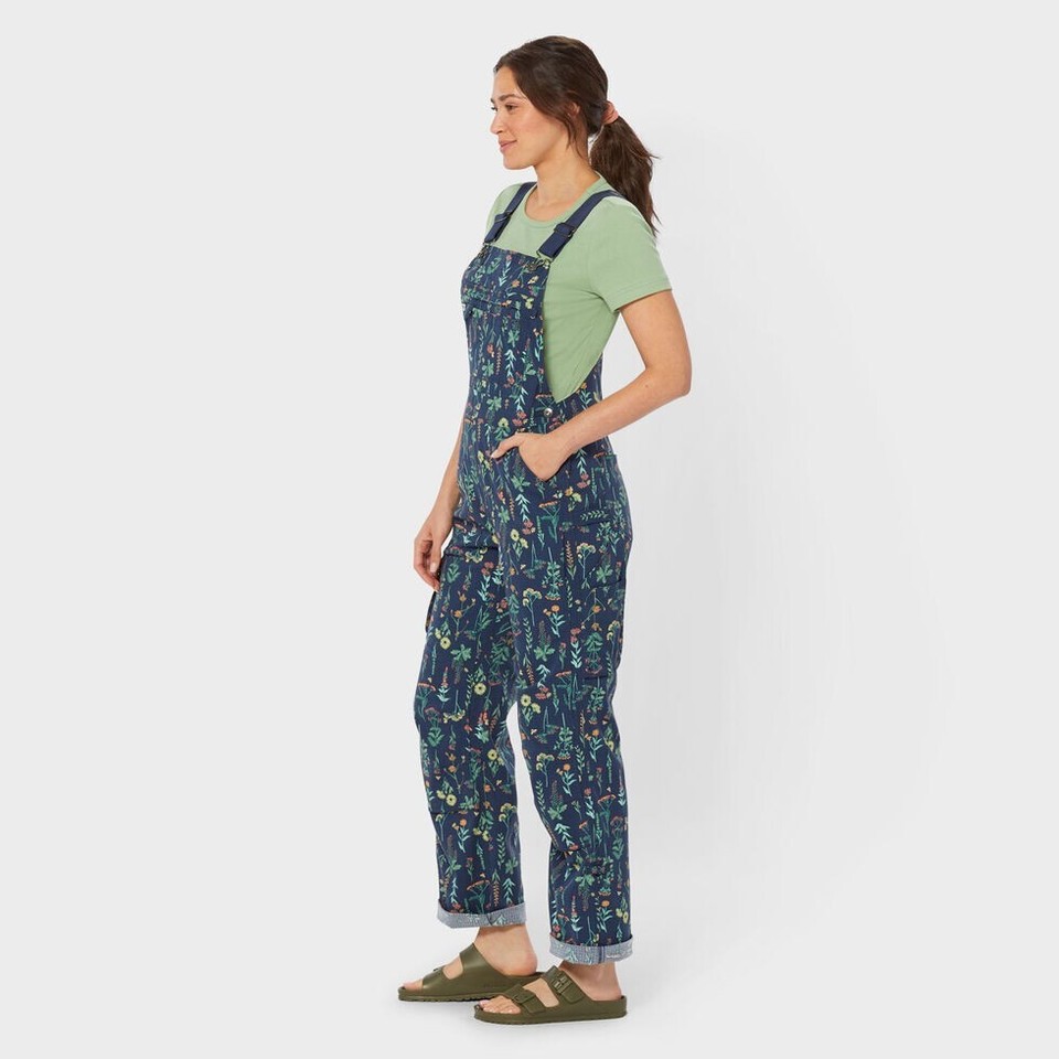 Women's Heirloom Gardening Bib Overalls, Navy Wildflowers & Bees | eBay