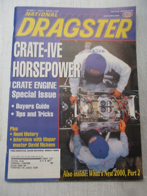 NATIONAL DRAGSTER MAGAZINE MARCH 3, 2000 DAVID NICKENS HEMI HIST MOPAR ...