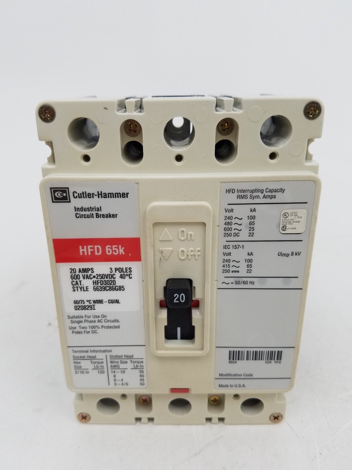 HFD3020 Cutler-Hammer 20 Amp Circuit Breaker *NEXT DAY OPTION* NEW ...