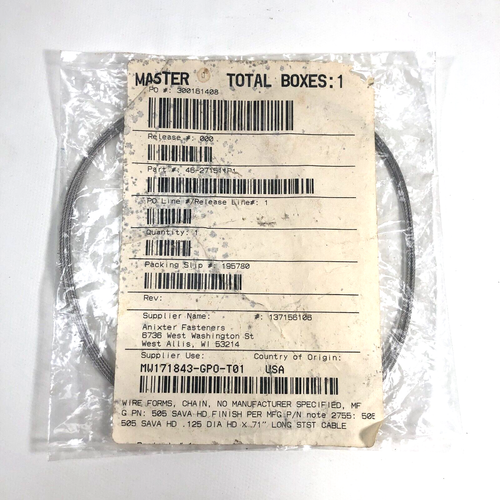 Medical Imaging Machine Part # 46-271511P1 Cable .125 Dia x 71" Long | eBay