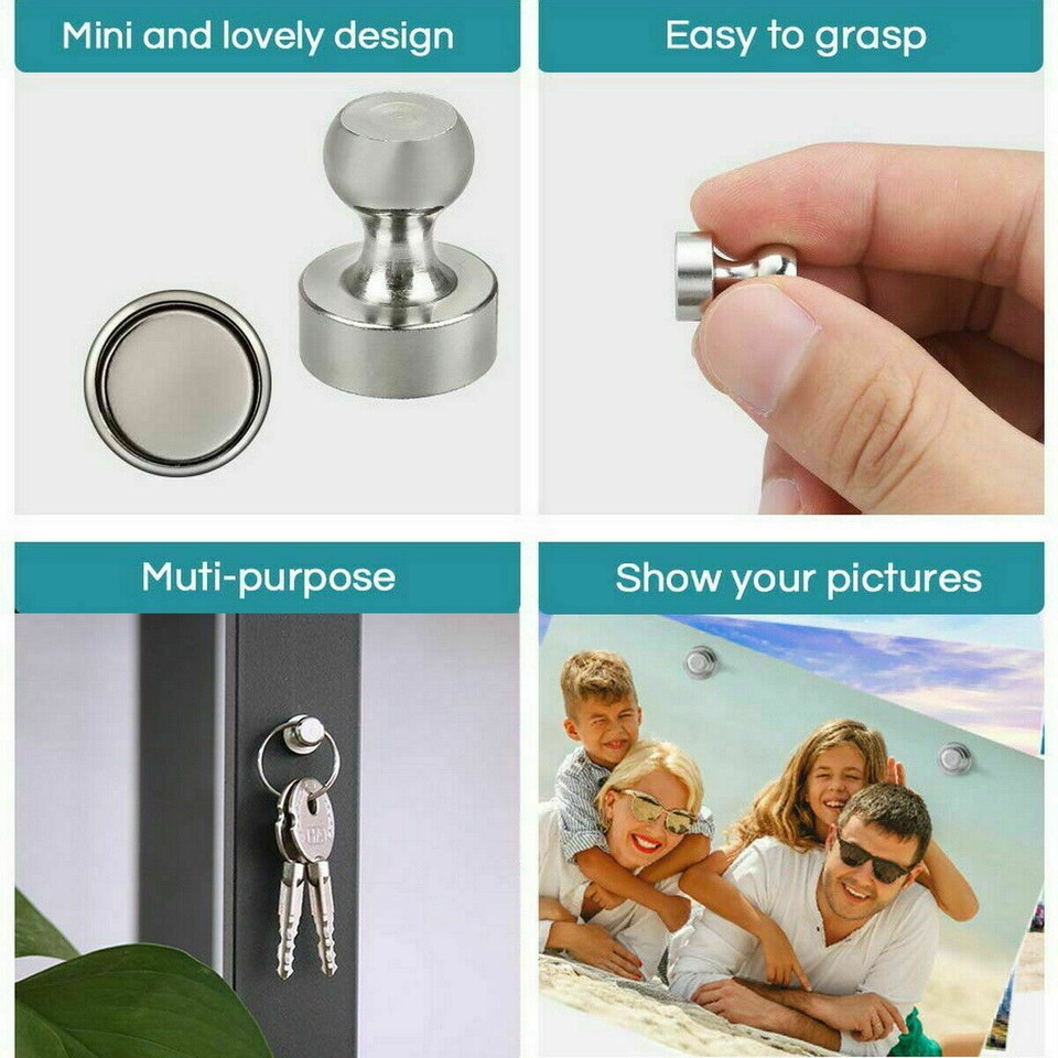 Magnetic Push Pin Refrigerator Magnets 9pcs Office Metal Small ...