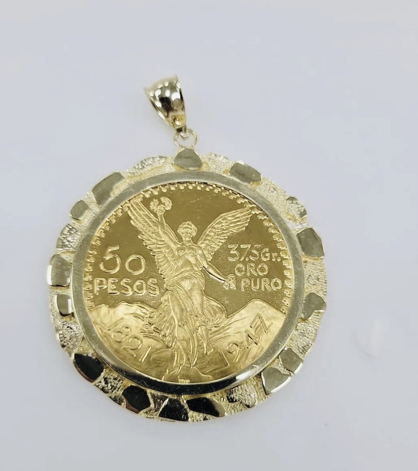 10k Solid Yellow Gold Centenario Copy 50 Pesos 1947 Mexico Mexican Coin ...