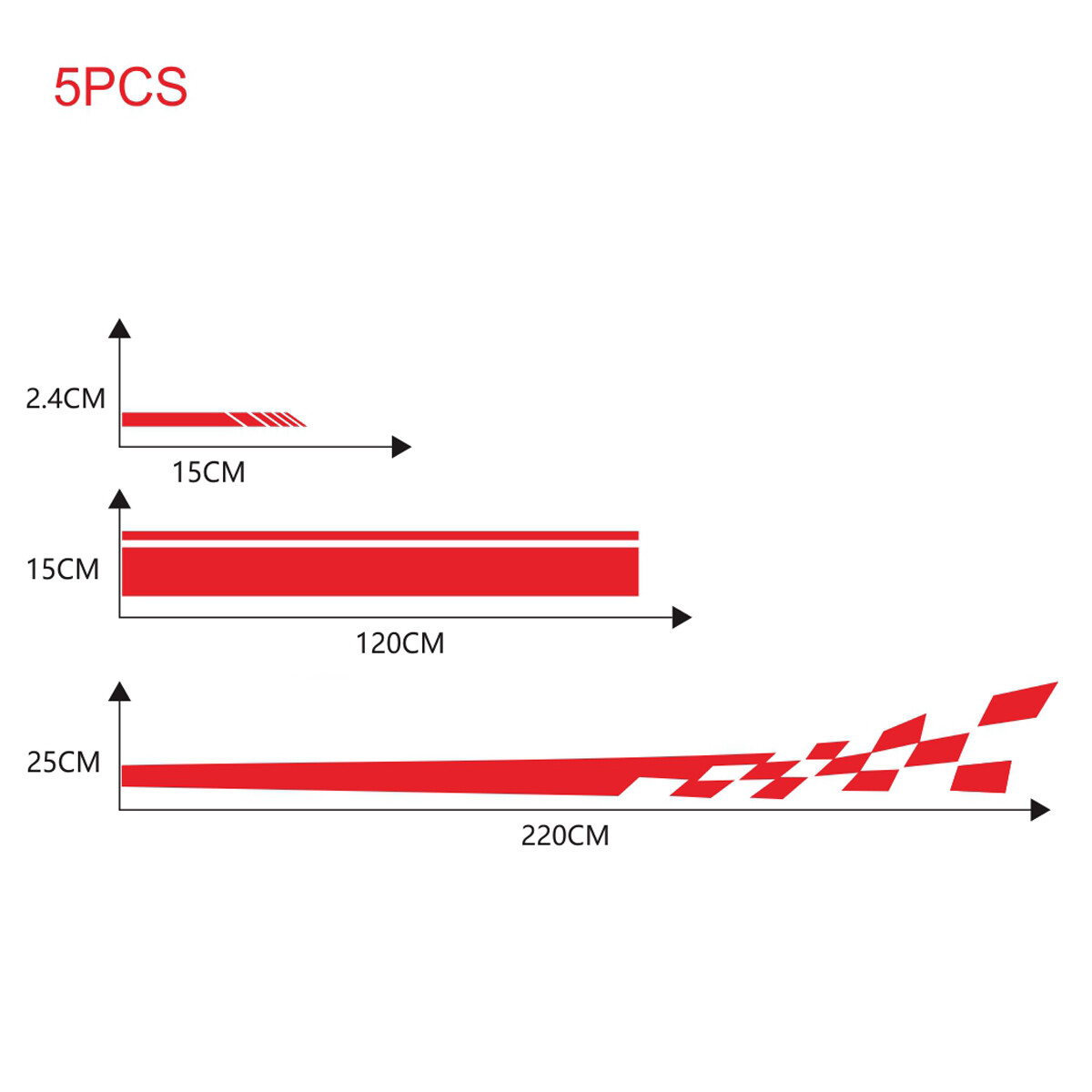 5PCS For Car Racing Long Stripe Sticker Side Body Vinyl Decal Stickers ...