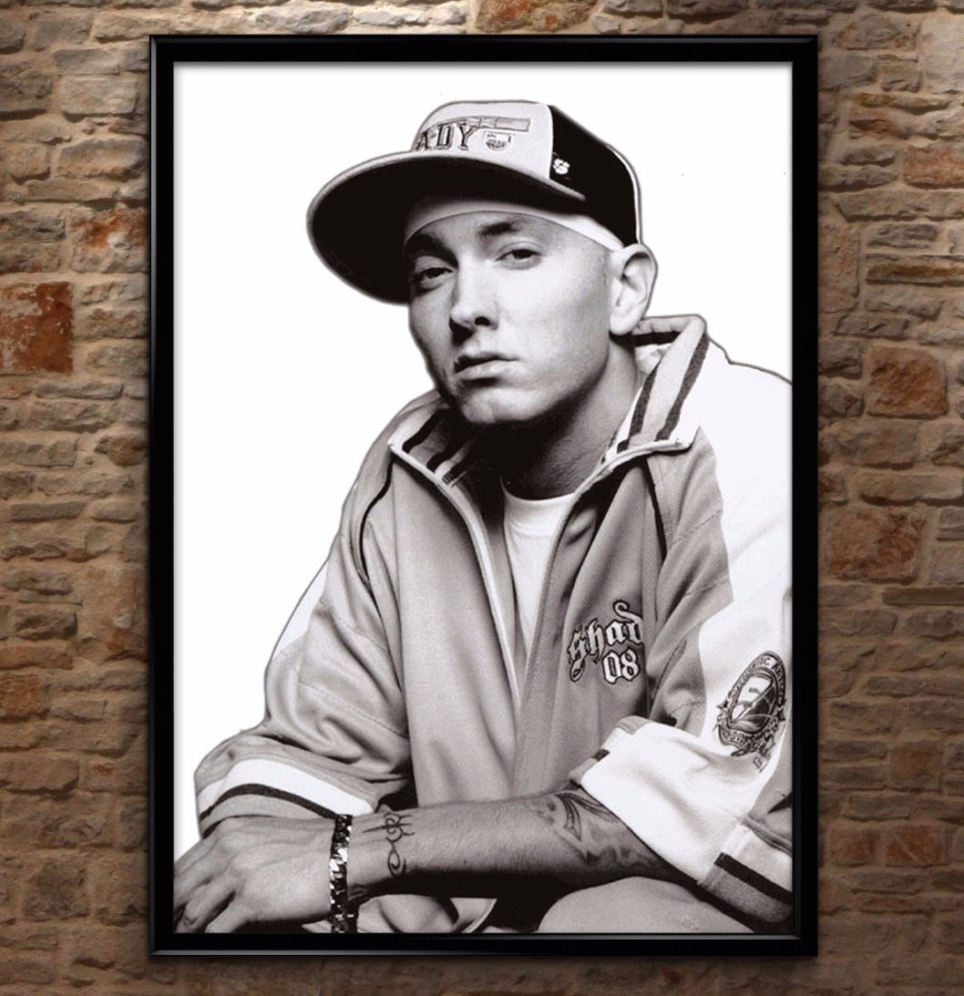 EMINEM Hip-Hop Rapper B + W High-Quality Poster Print Wall Art A0, A1 ...