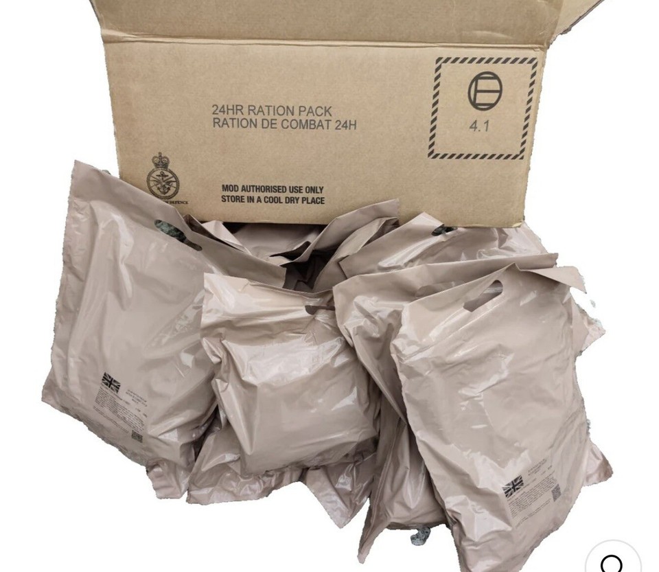 MRE BRITISH NEW FULL BOX of 10 Packs ARMY 24 HOUR RATION RCIR UK ...