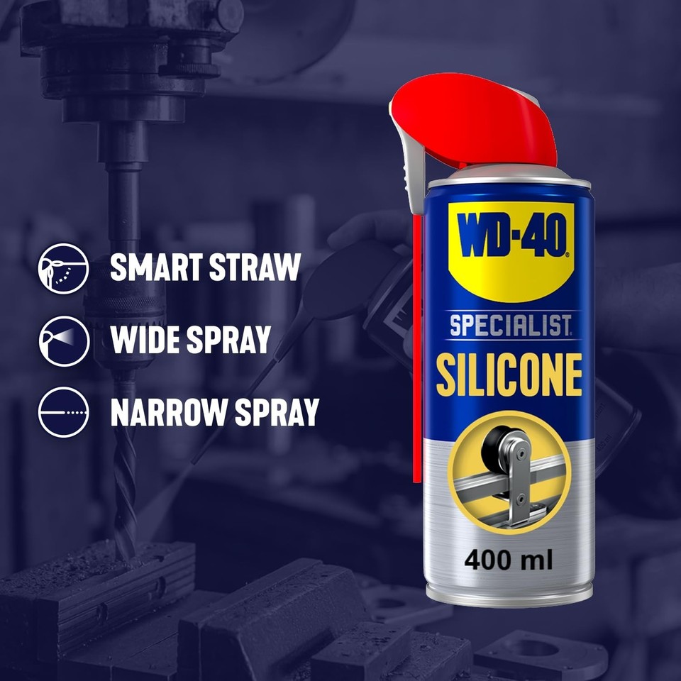 WD-40 Silicone Spray Lubricant Specialist 400ml DIY Repels Moisture ...