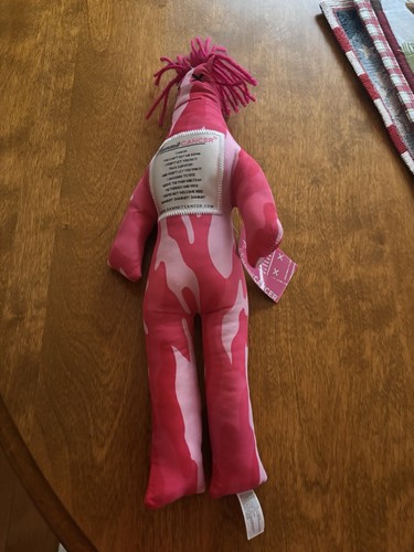 Dammit Cancer Doll Plush fabric yarn hair pink camo illness survivor ...